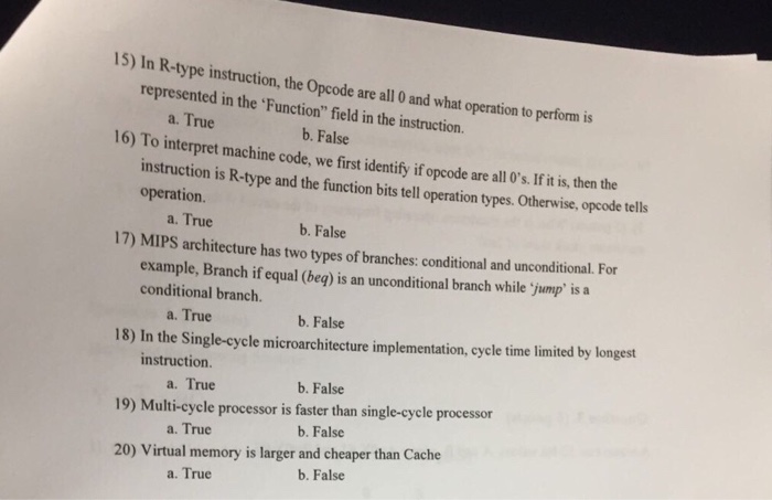 Solved IS) In R-type instruction, the Opcode are all 0 and | Chegg.com