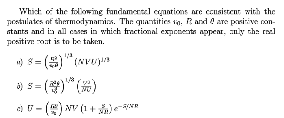 Solved Which of the following fundamental equations are | Chegg.com