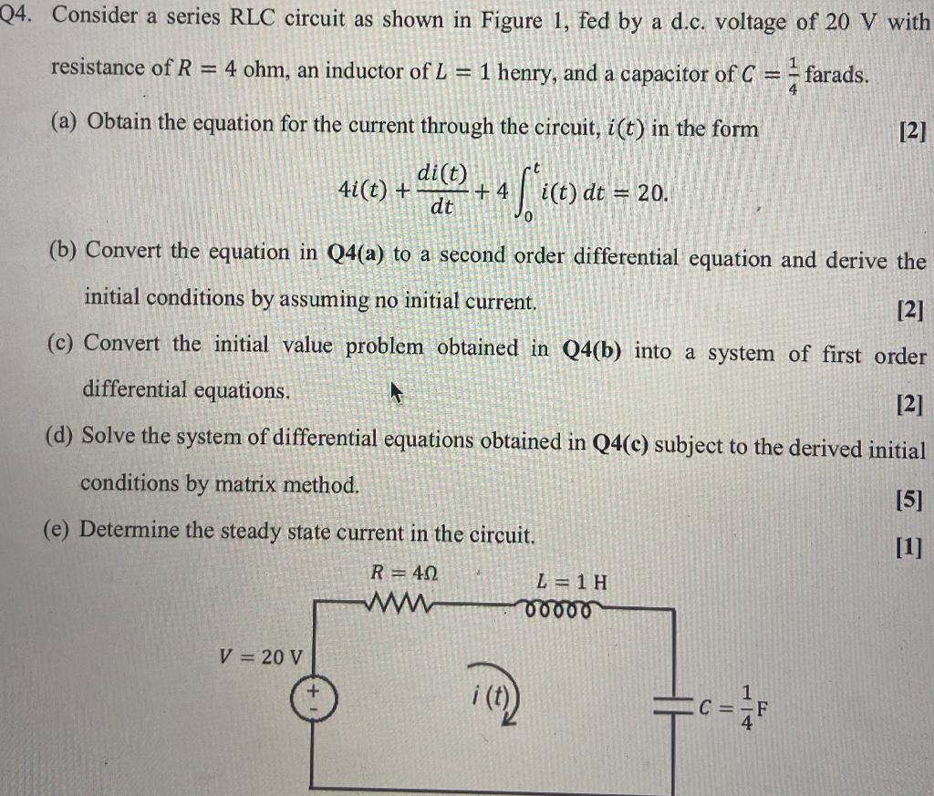 Solved Q4. Consider a series RLC circuit as shown in Figure | Chegg.com