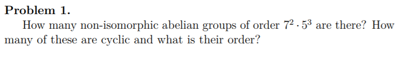 Solved Problem 1. How many non-isomorphic abelian groups of | Chegg.com