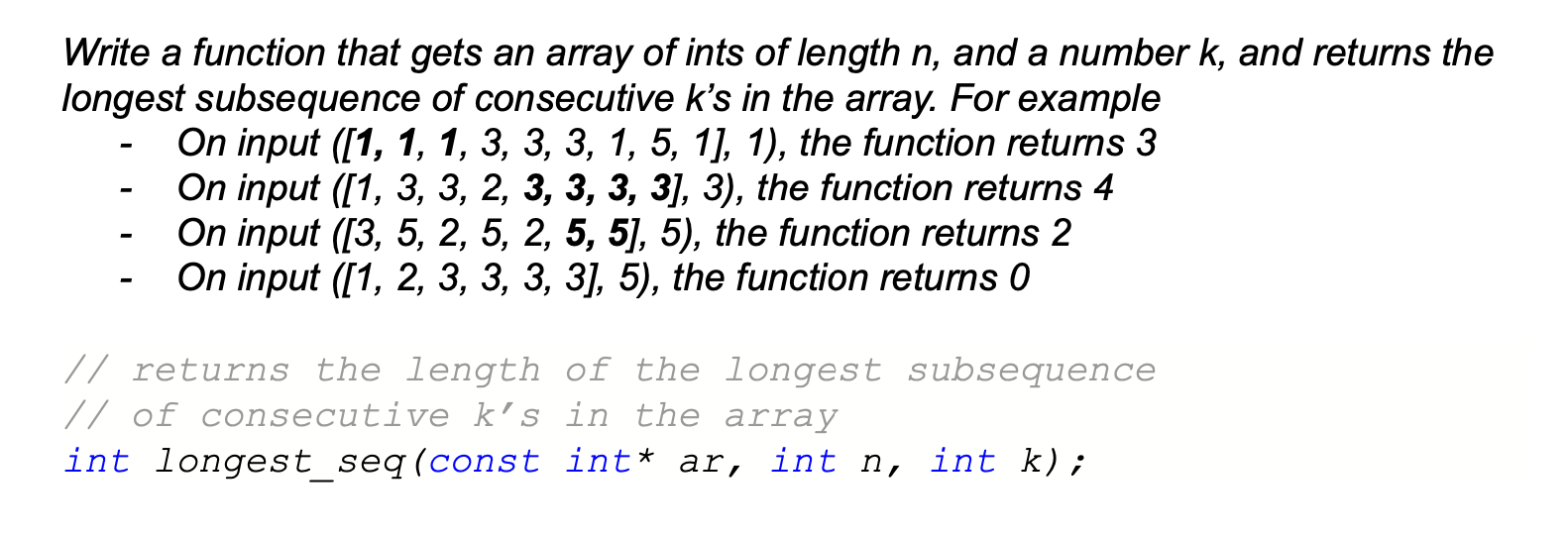 Solved Write A Function That Gets An Array Of Ints Of 