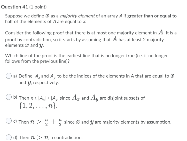 Solved Question 41 (1 point) Suppose we define X as a | Chegg.com
