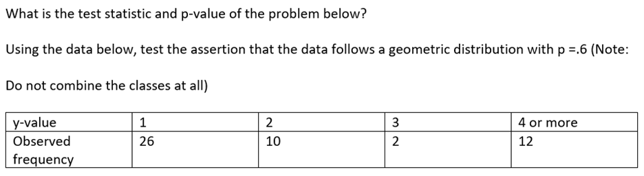 Solved What is the test statistic and p-value of the problem | Chegg.com