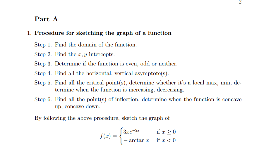 Solved 1. Procedure for sketching the graph of a function | Chegg.com