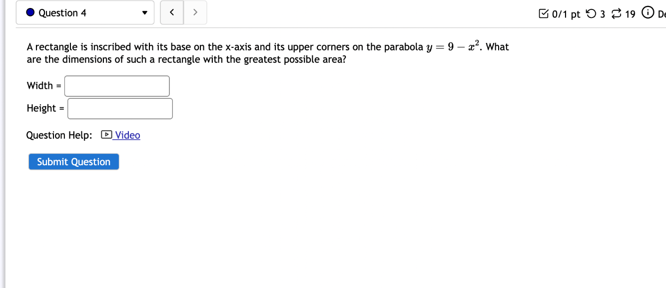 Solved A rectangle is inscribed with its base on the x-axis | Chegg.com