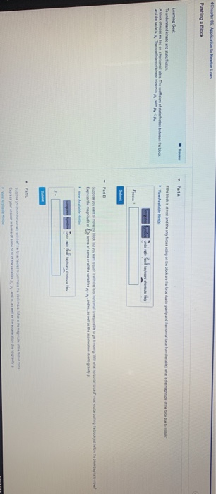 Solved Part D. Suppose you push horizontally with pricisely | Chegg.com