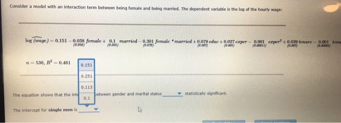 Solved Consider a model with an interaction term between | Chegg.com