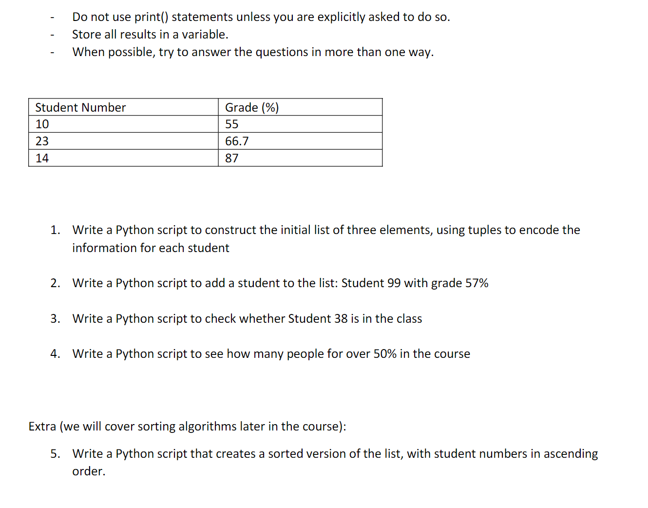 Solved Do not use print() ﻿statements unless you are | Chegg.com