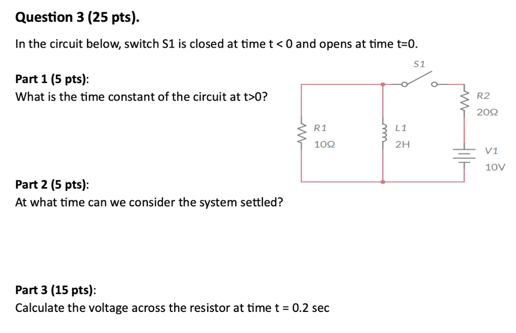Solved In the circuit below, switch S1 is closed at time t