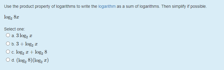 Solved Use the product property of logarithms to write the | Chegg.com
