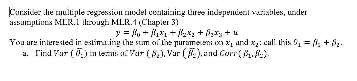 Solved onsider the multiple regression model containing | Chegg.com