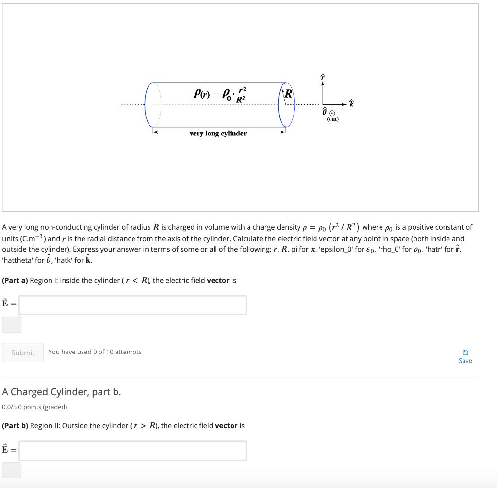 Solved P(r)= P. (out) very long cylinder A very long | Chegg.com