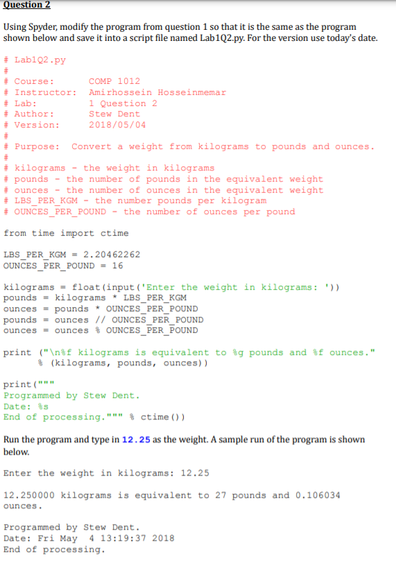 Solved Lab Question 2 Using Spyder Modify The Program 