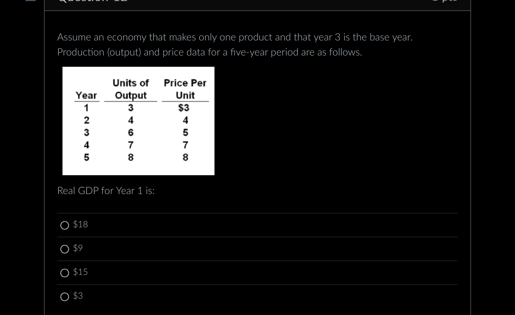 Solved Assume an economy that makes only one product and | Chegg.com