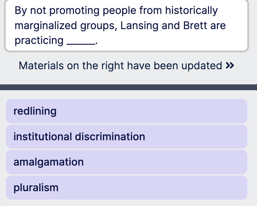 Solved By not promoting people from historicallymarginalized | Chegg.com