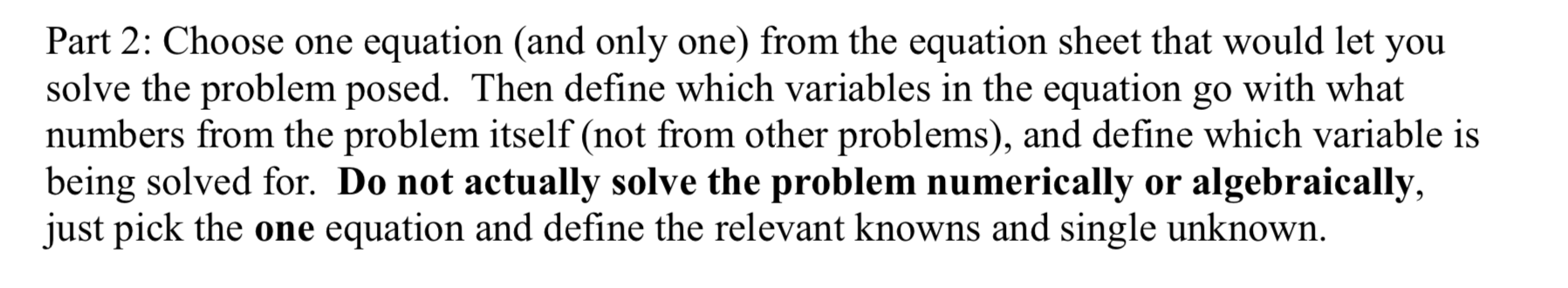 Solved Part 2: Choose one equation (and only one) from the | Chegg.com
