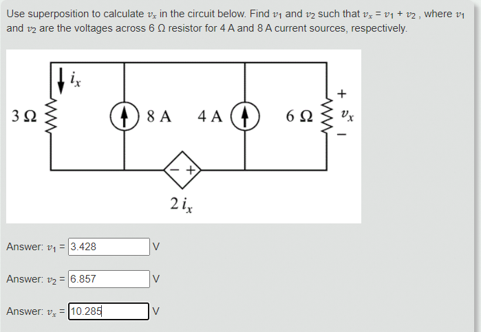 Solved Use superposition to calculate vx in the circuit | Chegg.com