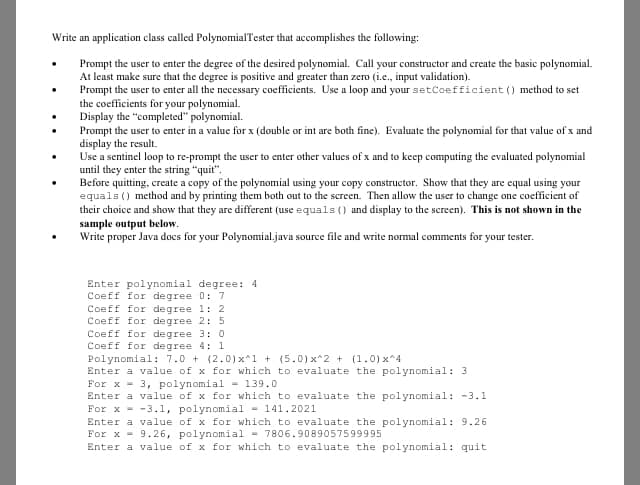 Solved Question 5. (Polynomial.java and | Chegg.com