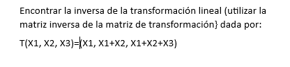 Solved Encontrar la inversa de la transformación lineal | Chegg.com