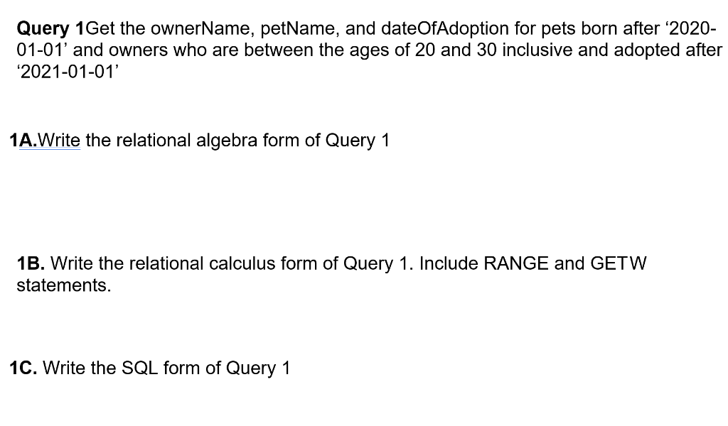 Solved Part A. Queries Use the following tables schema for | Chegg.com