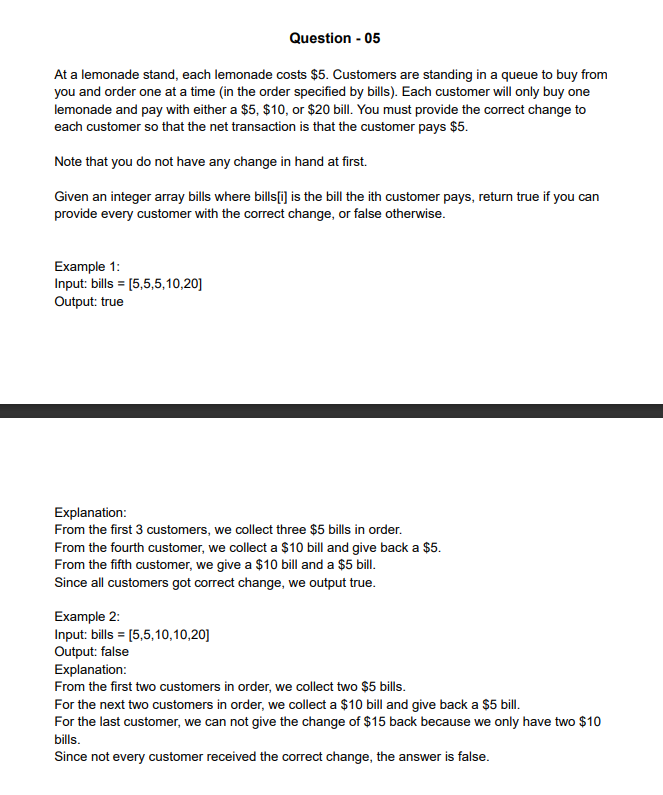 At a lemonade stand, each lemonade costs $5. | Chegg.com
