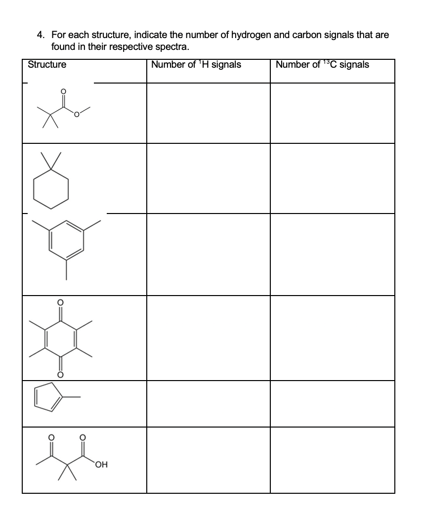 Solved 4. For each structure, indicate the number of | Chegg.com