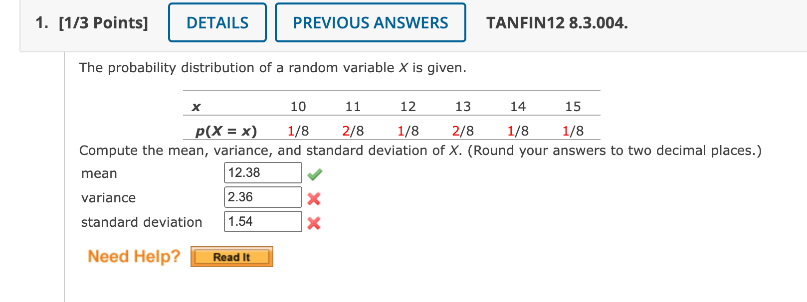 Solved The probability distribution of a random variable X | Chegg.com
