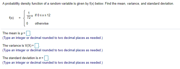 Solved A probability density function of a random variable | Chegg.com