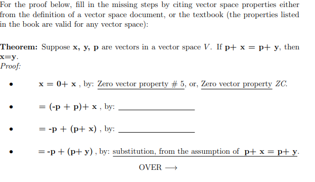 Solved For the proof below, fill in the missing steps by | Chegg.com