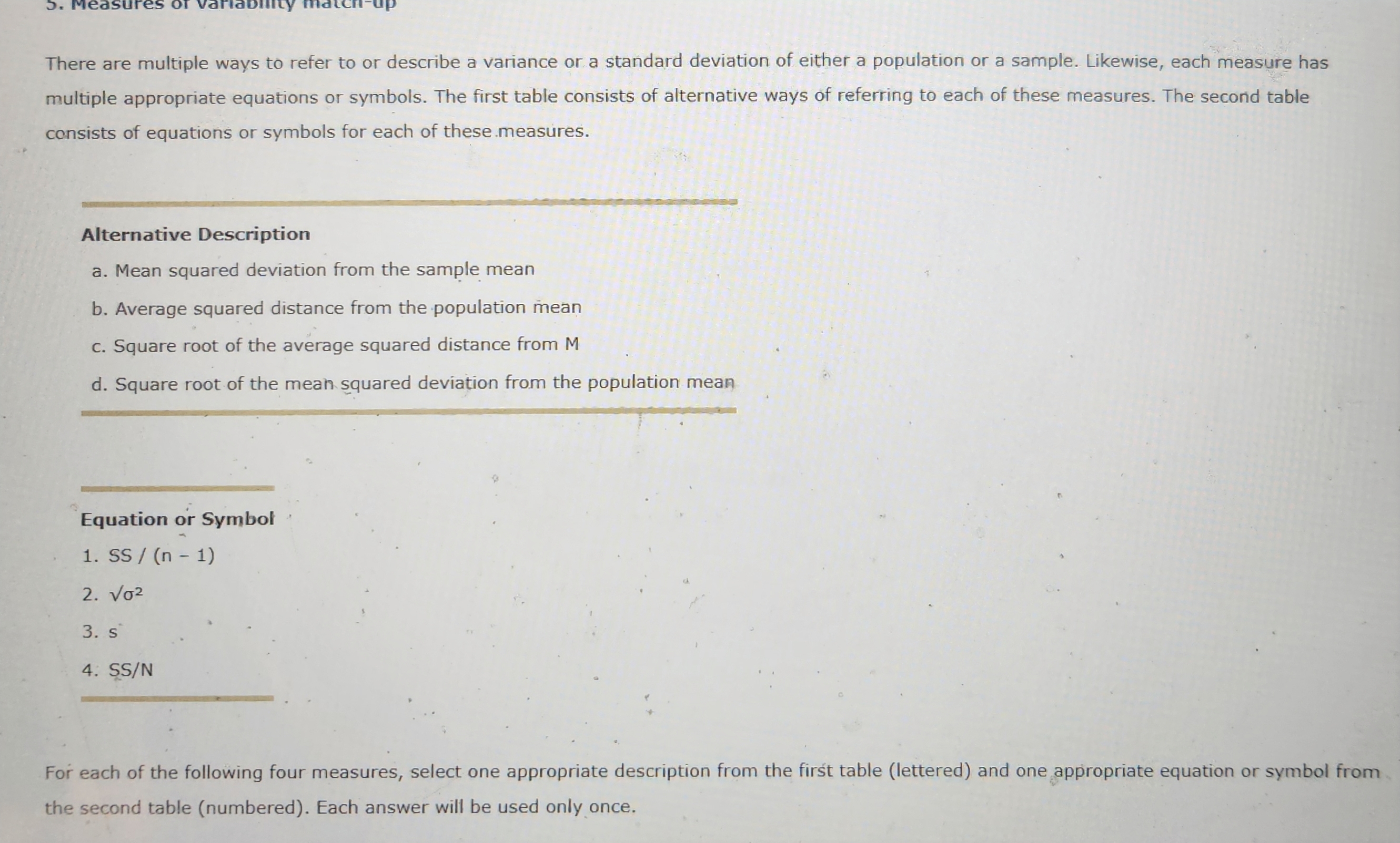 Solved d. ﻿Square root of the mean squared deviation from | Chegg.com