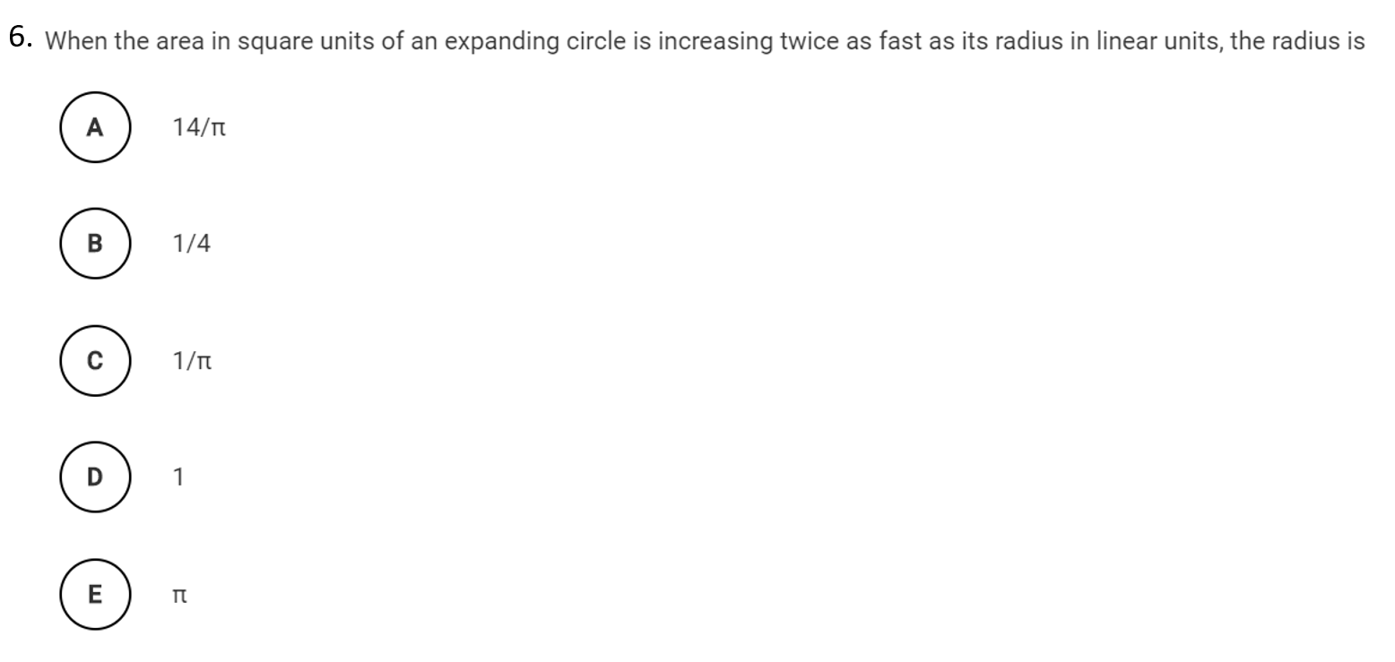 Solved 6. When the area in square units of an expanding | Chegg.com