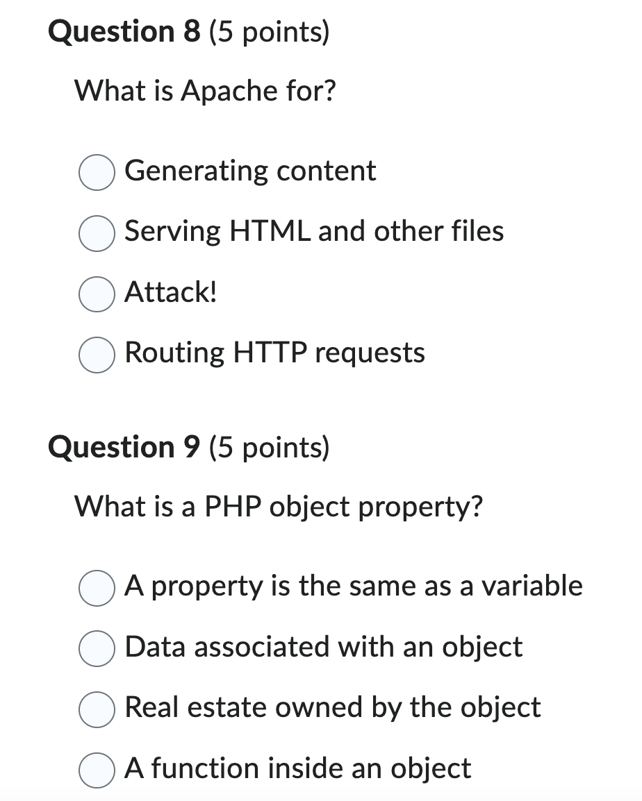 Solved What is Apache for? Generating content Serving HTML | Chegg.com