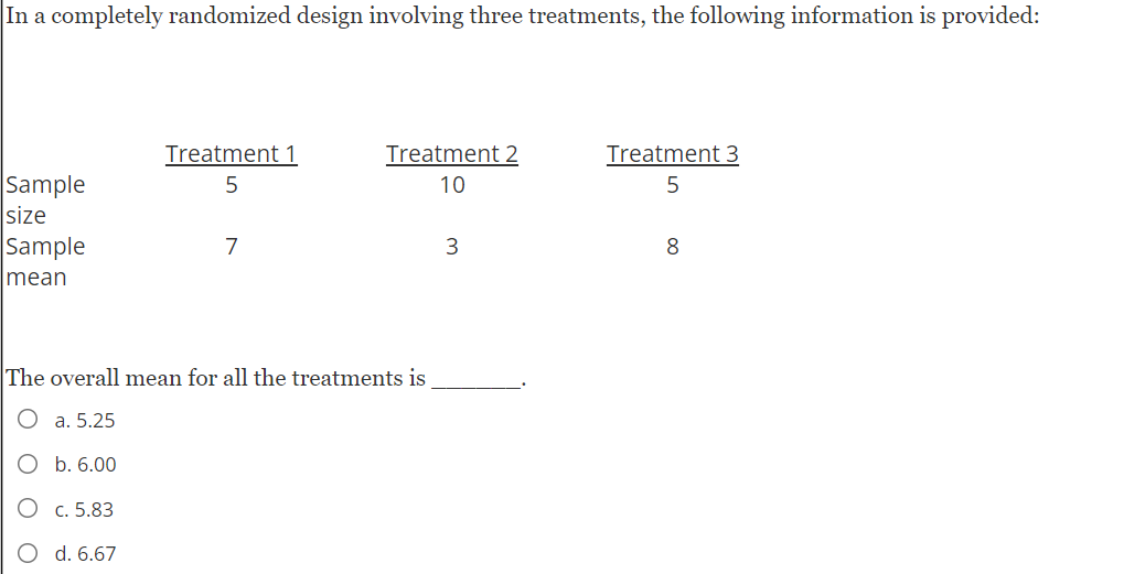 Solved In a completely randomized design involving three | Chegg.com