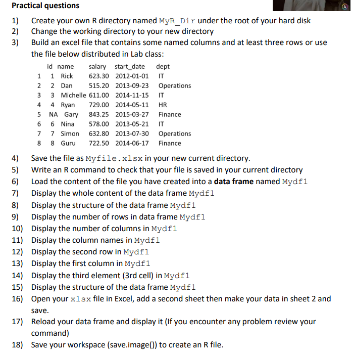 Solved 4 5 6 Practical questions 1) Create your own R | Chegg.com