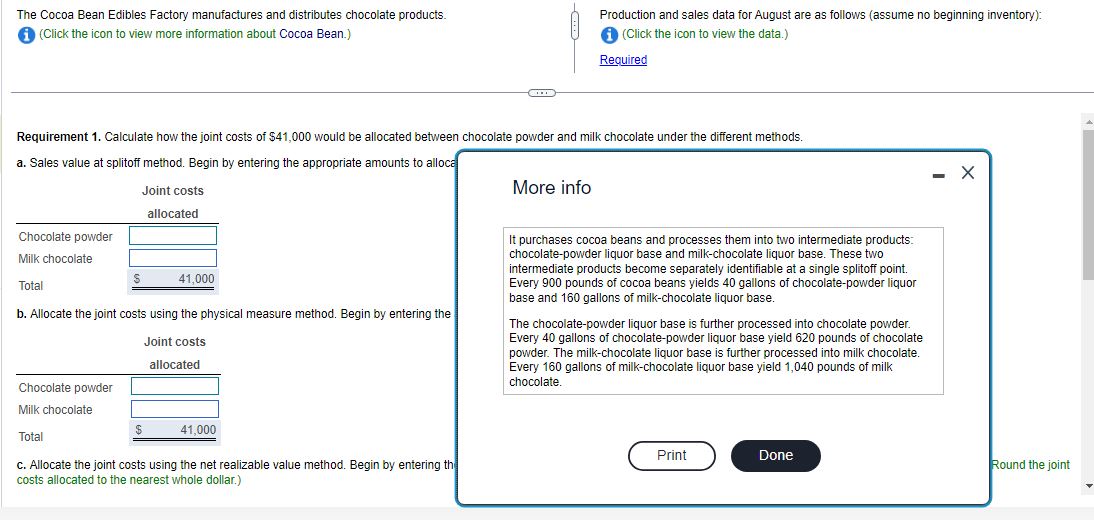 Solved The Cocoa Bean Edibles Factory manufactures and | Chegg.com