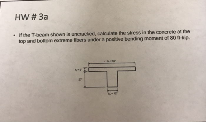 Solved If the T-beam shown is uncracked, calculate the | Chegg.com
