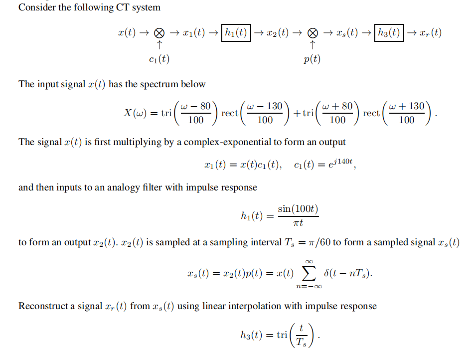 Solved Consider the following CT system The input signalx(t) | Chegg.com