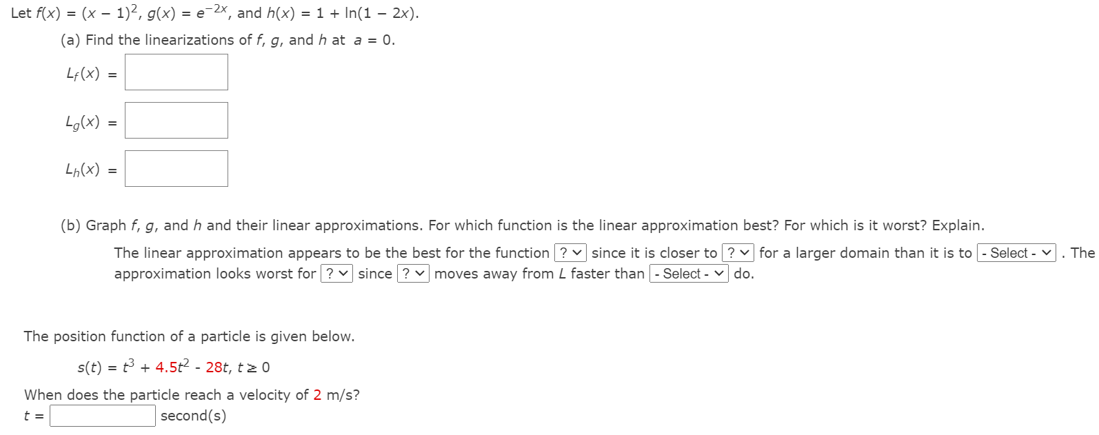 Solved = Let f(x) (x - 1)2, g(x) = e-2x, and h(x) = 1 + In(1 | Chegg.com