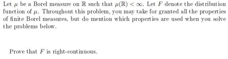 Solved Let u be a Borel measure on R such that y(R)