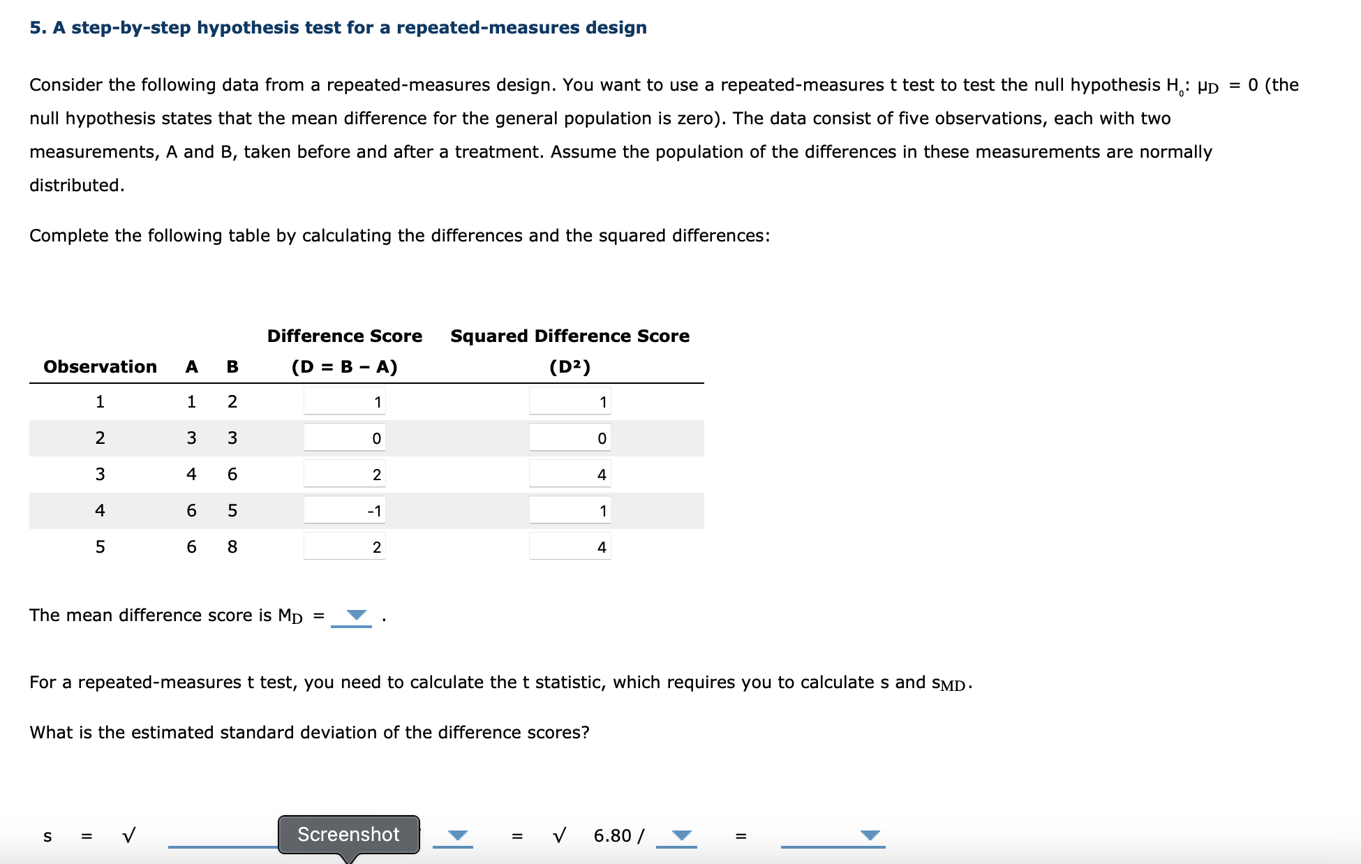 Solved 5. A step-by-step hypothesis test for a | Chegg.com