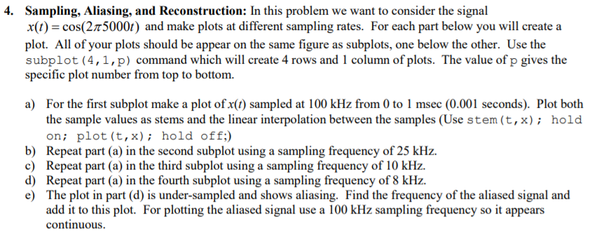 4. Sampling, Aliasing, and Reconstruction: In this | Chegg.com
