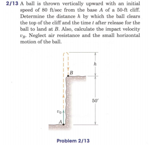 Solved 2/13 A ball is thrown vertically upward with an | Chegg.com