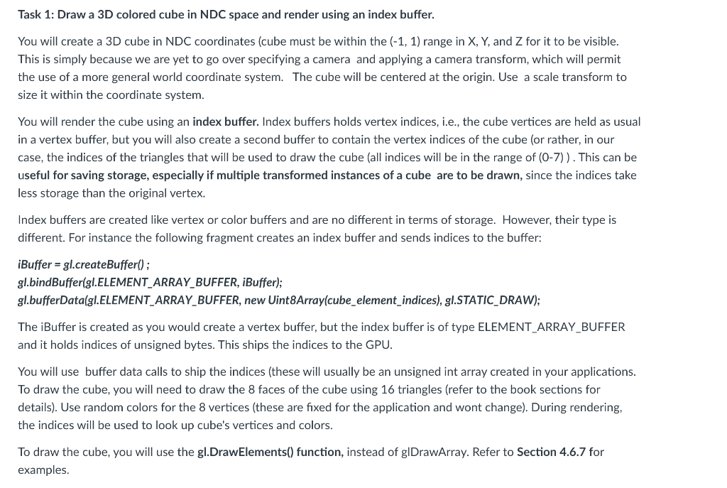 Solved Task 1: Draw a 3D colored cube in NDC space and | Chegg.com