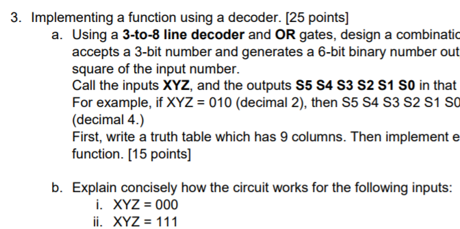 Solved 3. Implementing a function using a decoder. [25 | Chegg.com
