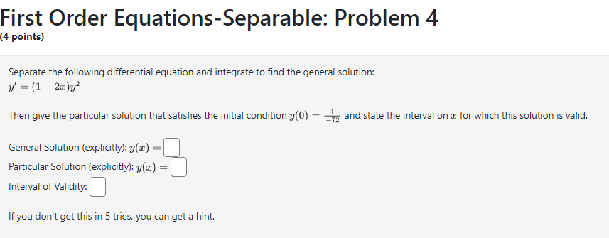 Solved First Order Equations Separable Problem 4 Separate