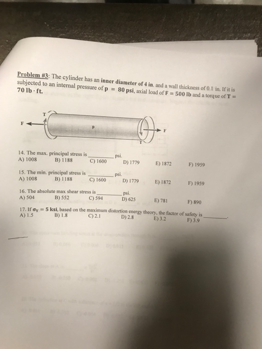 Solved Problem#3: The cylinder has an inner diameter of 4 | Chegg.com