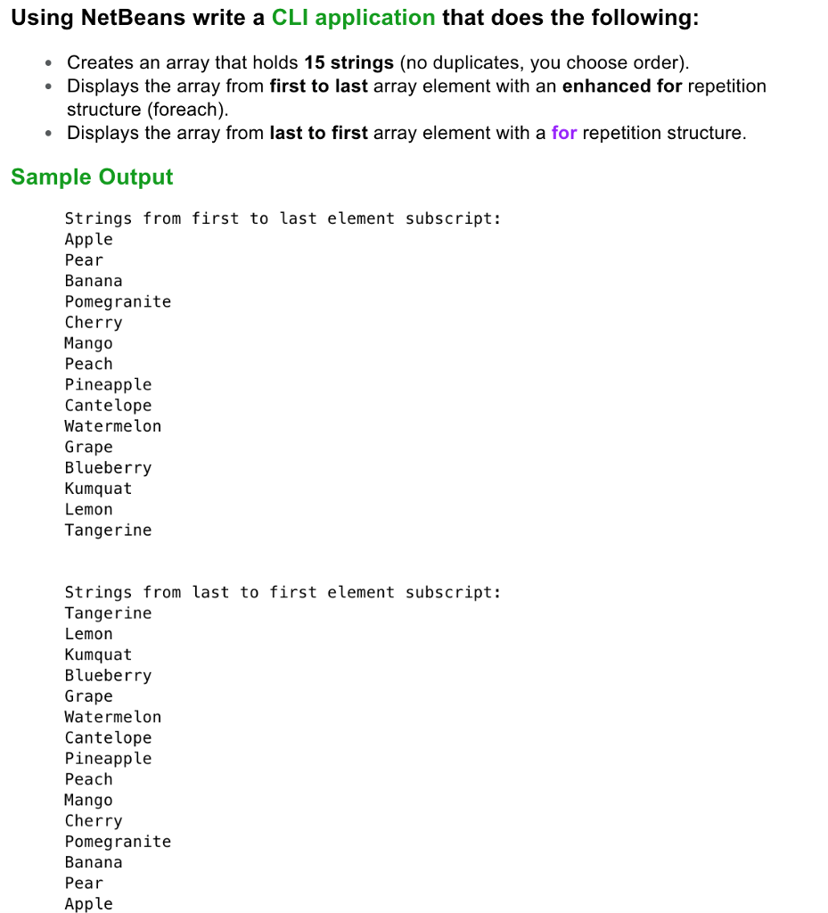 Solved Using NetBeans write a CLI application that does the | Chegg.com