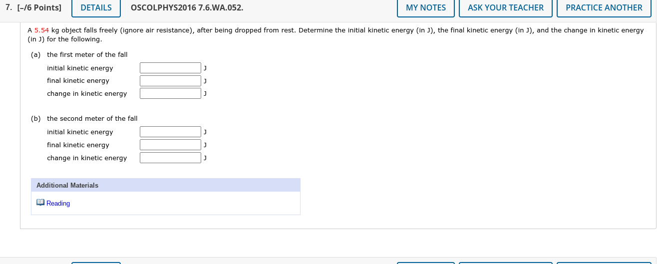 Solved (in J) for the following. (a) the first meter of the | Chegg.com