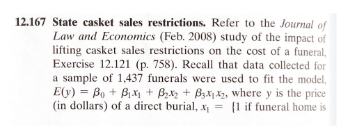Solved 12.167 State casket sales restrictions. Refer to the | Chegg.com