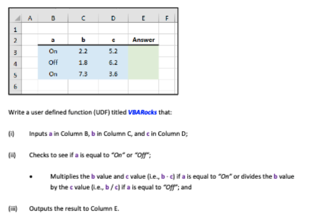 Solved Write A User Defined Function Udf Titled Vbarocks